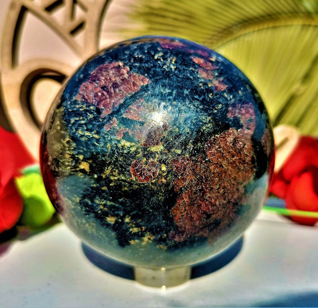 Ruby in Matrix Sphere 75 MM Crystal Healing Natural Stone Reiki Aura ...