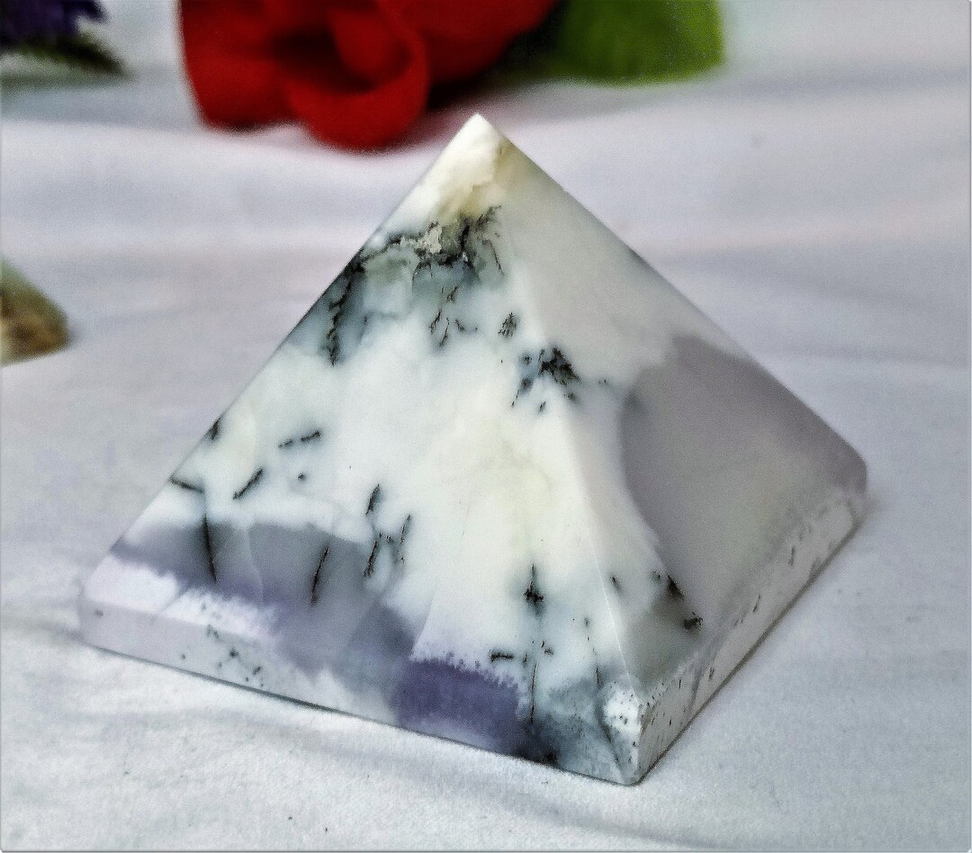 DENDRITIC JASPER PYRAMID Beautiful | Large~ 50MM | White Dendritic ...