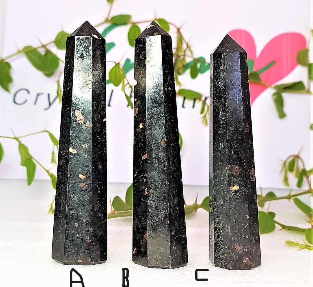 Black Nuummite Crystal Tower: Healing Stone Obelisk (95MM-100MM) - Etsy
