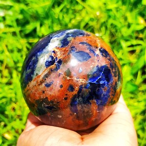 Buy BLUE SODALITE With Red Garnet SPHERE Large 70MM Two Crystal ...