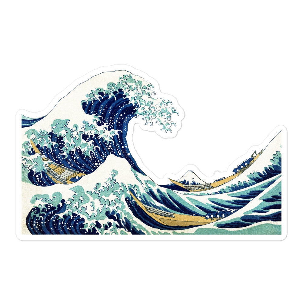 The Great Wave Sticker Hokusai Art Water Bottle Sticker | Etsy