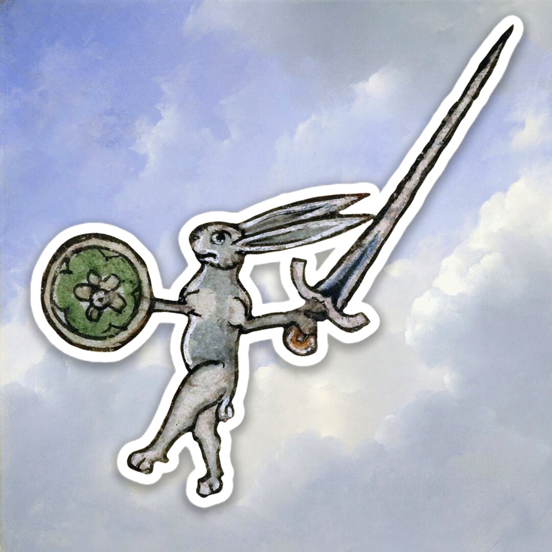 Weird Medieval Rabbit With Sword Sticker, Meme Sticker - Etsy