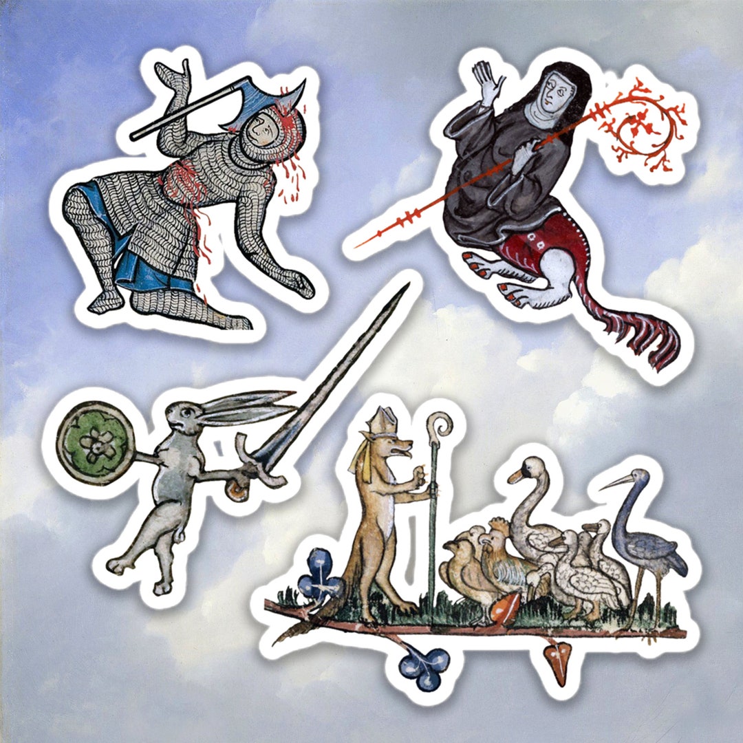 Set of 4 Medieval Art Stickers, Medieval Memes Sticker Sheet - Etsy