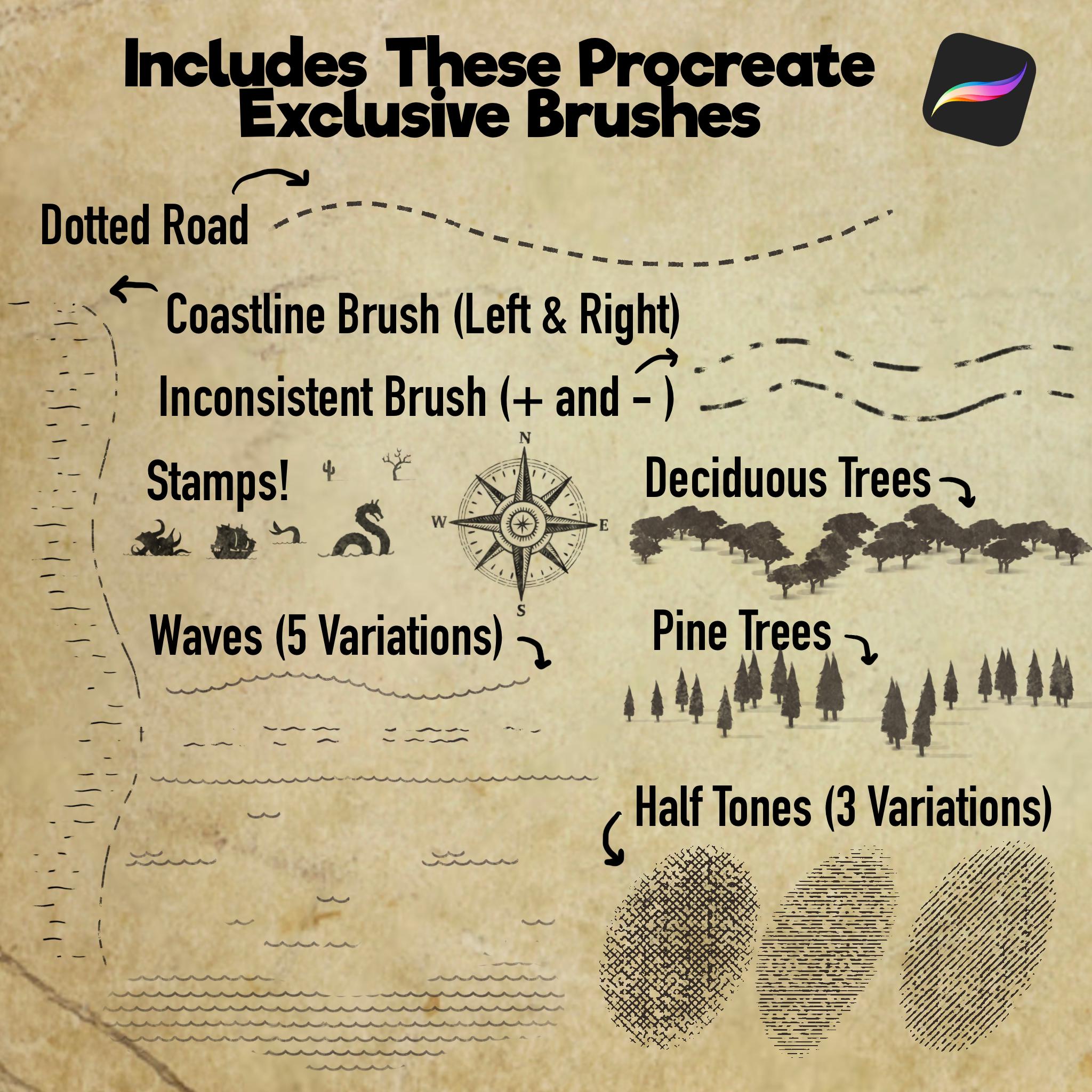 Procreate Brush Set - Old Map - Etsy
