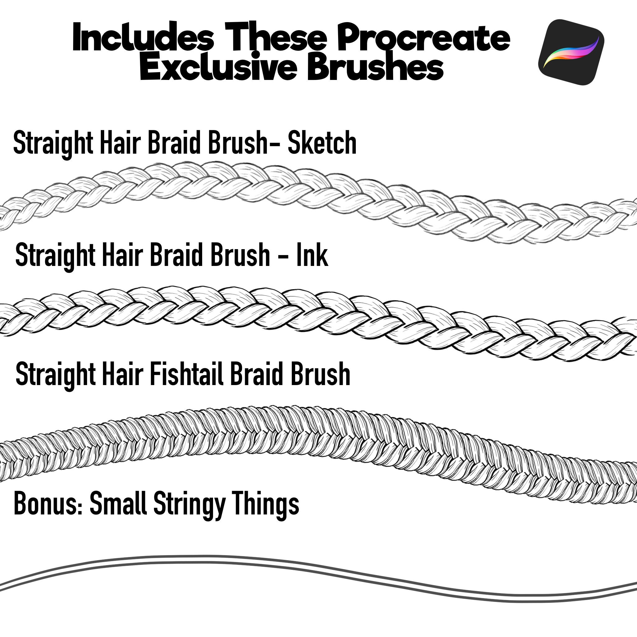 Procreate Brush Set - Straight Hair Braid Brushes - Etsy
