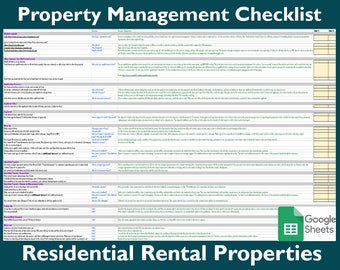 Property Management Checklist for Residential Real Estate | Etsy