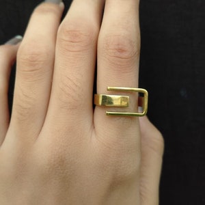 Square Ring, Open Ring, Gold Square Ring, Geometric Ring, Modern Ring ...