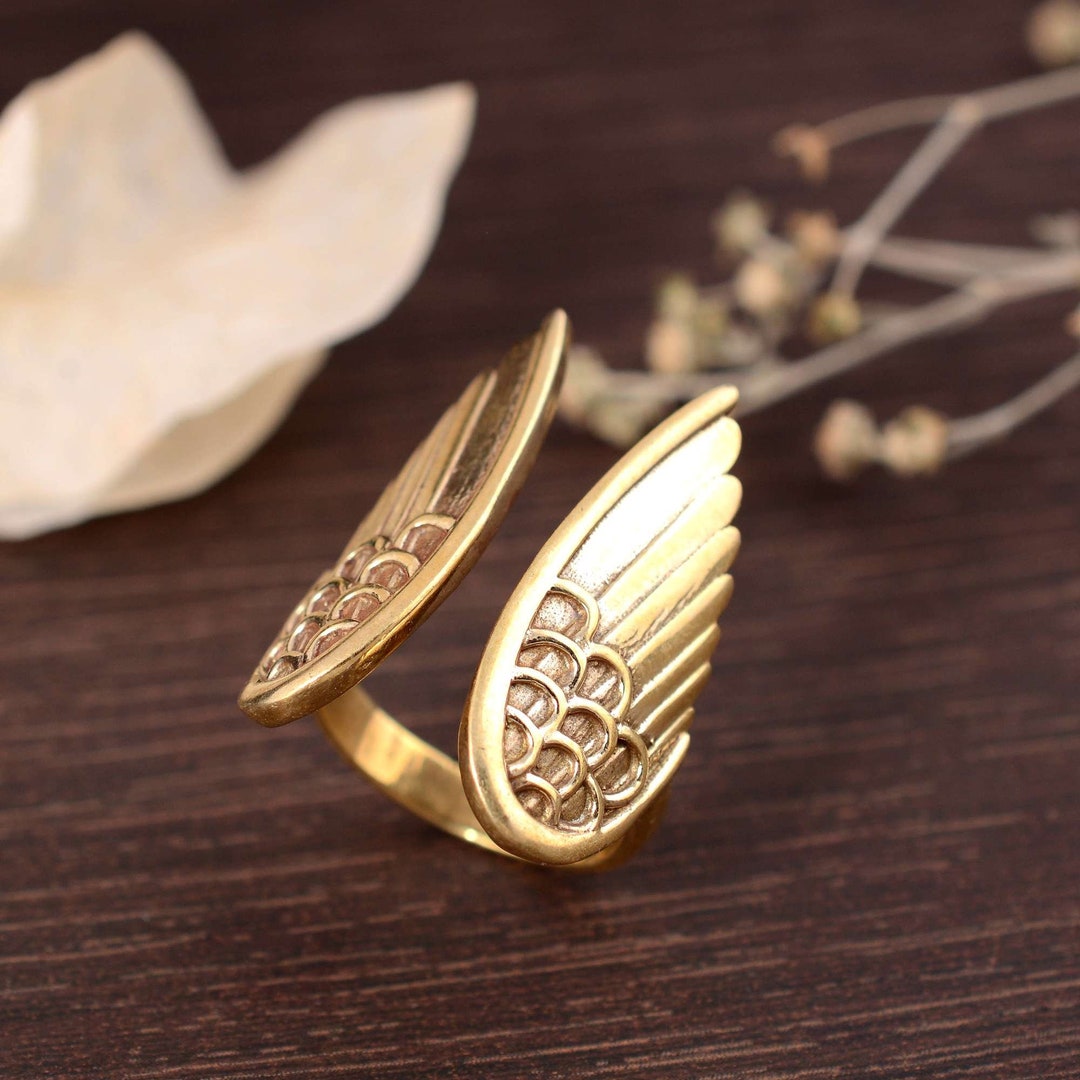 Angel Wings Ring Wings Ring Brass Ring BOHO Ring Angel - Etsy