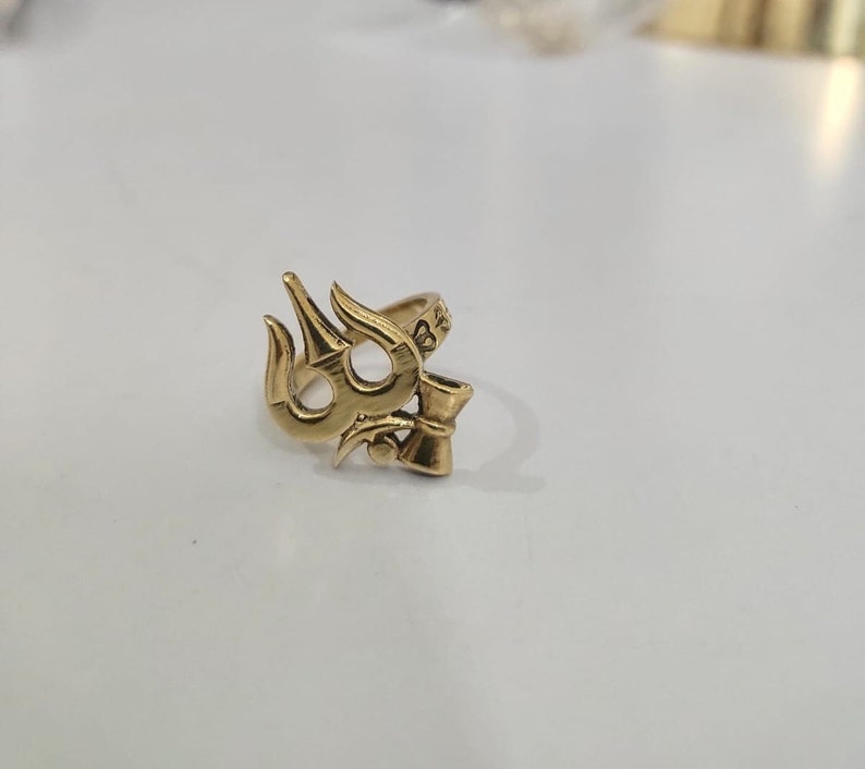 Om Lord Shiva Trishul Ring Brass Ring Ohm Ring Dainty Ring - Etsy