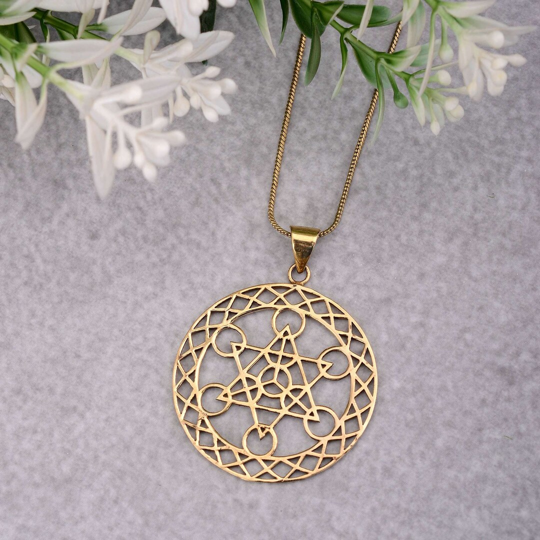 Metatron Necklace in Brass, Metatron Pendant, Sacred Geometry Jewelry ...