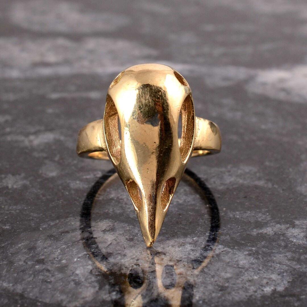 Viking Raven Skull Ring, Vegvisir Raven Ring Crow Skull Nordic Jewelry ...