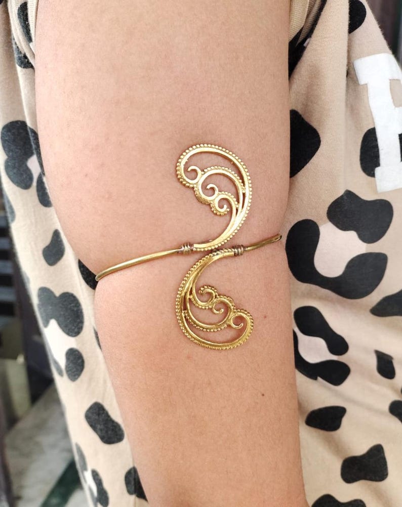 Spiral Minimalist Arm Cuff, Gold Arm Band, Gold Upper Arm Cuff Bracelet ...