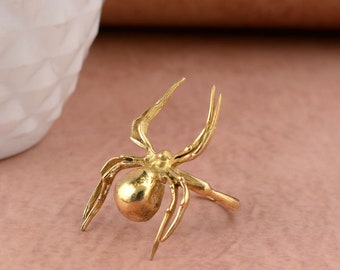 Spider Gemstone Stacking Ring, Spider Web Ring, Gothic Spider Ring ...