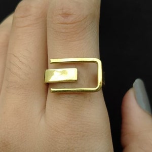 Square Ring, Open Ring, Gold Square Ring, Geometric Ring, Modern Ring ...