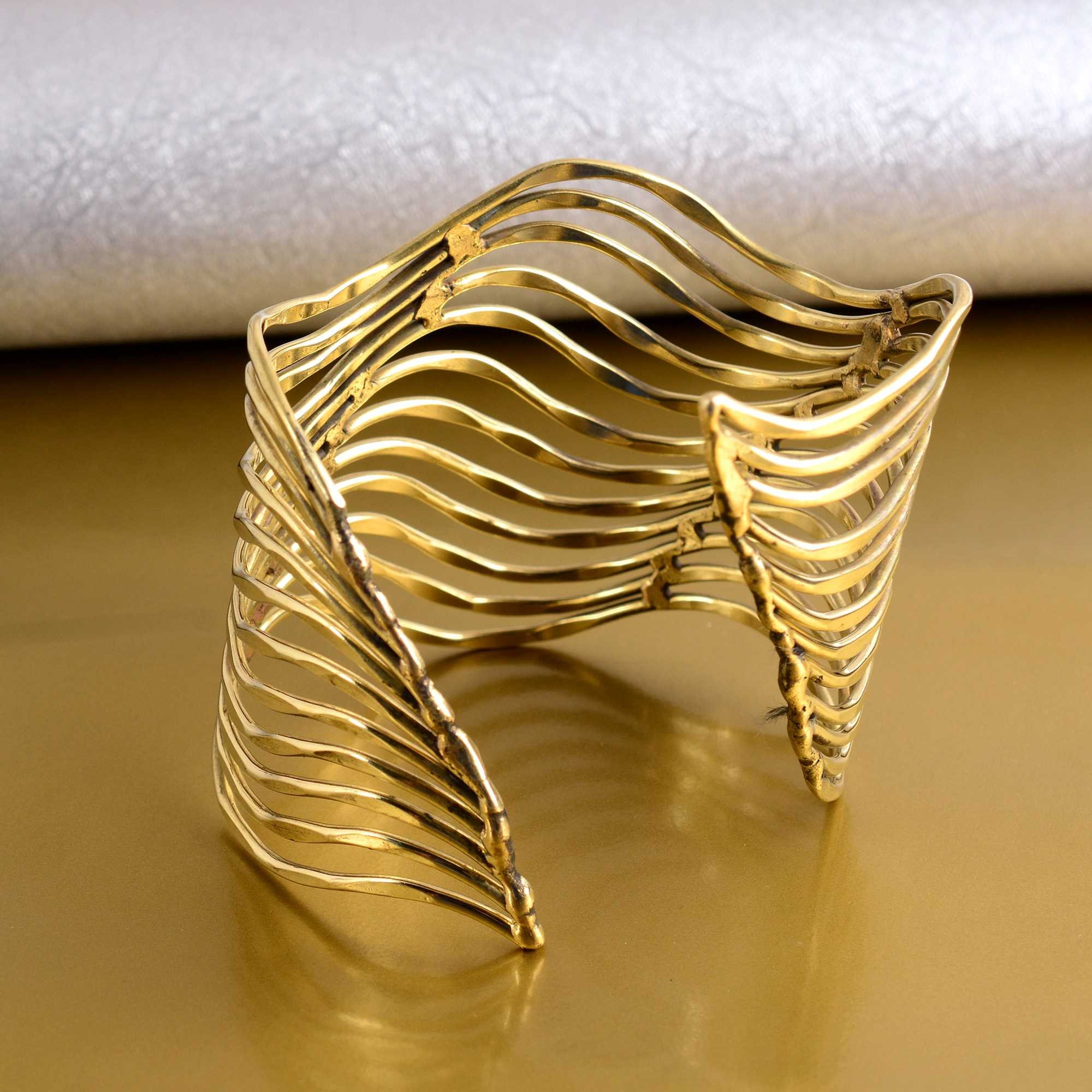Wave Bracelet, Smooth Gold Bangle, Irregular Wavy Bracelet, Water ...
