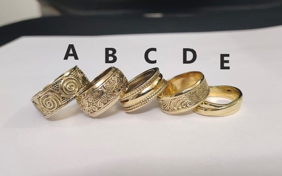 Brass Ring Set Simple Brass Ring For Women and Men Indian Traditional brass ring Ethnic Brass Ring Wide Gold Band Ring Minimalist Rings Etsy