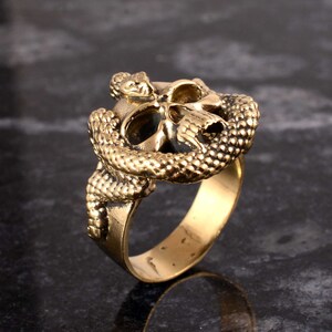 Skull Snake Ring, Handmade Ring, Gift for Him, Mens Ring, Gold Snake ...