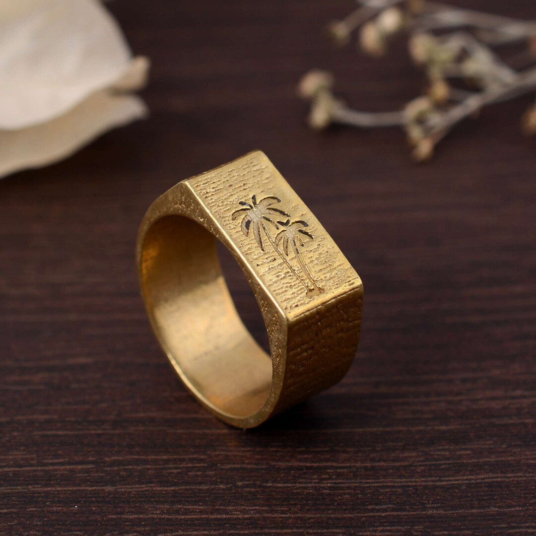 Palm Tree Ring, Signet Ring, Tropical Ring, Dainty Ring, Plant Jewelry ...