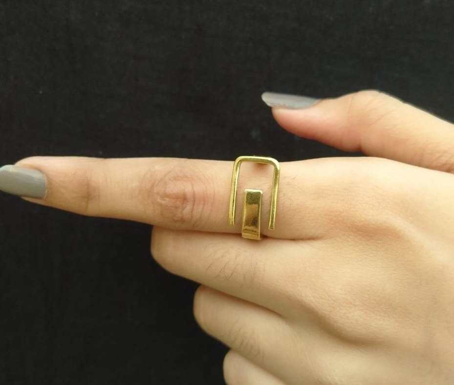 Square Ring, Open Ring, Gold Square Ring, Geometric Ring, Modern Ring ...