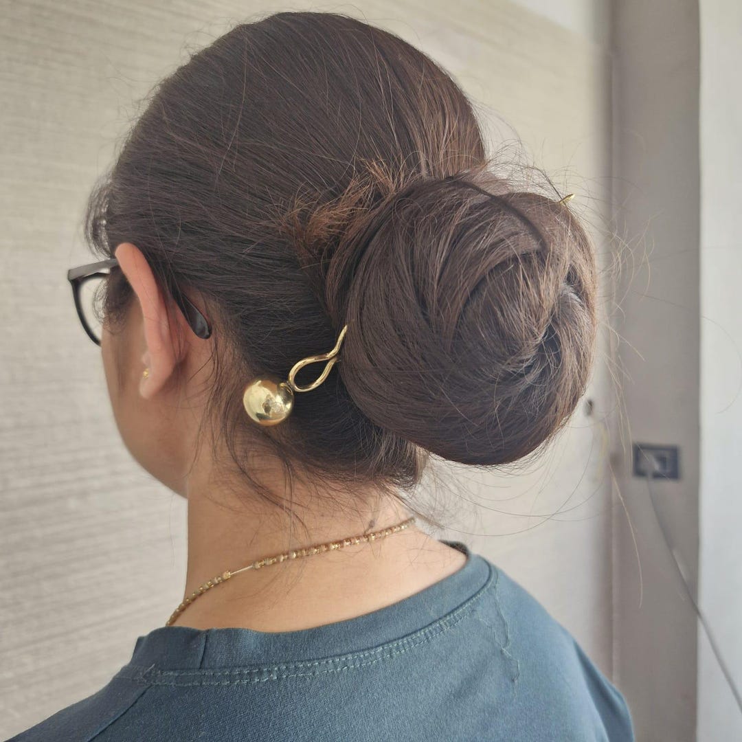 Bun Holder, French Hair Pin, Brass Hairpin, 2 Prong Hair Fork, Hair ...