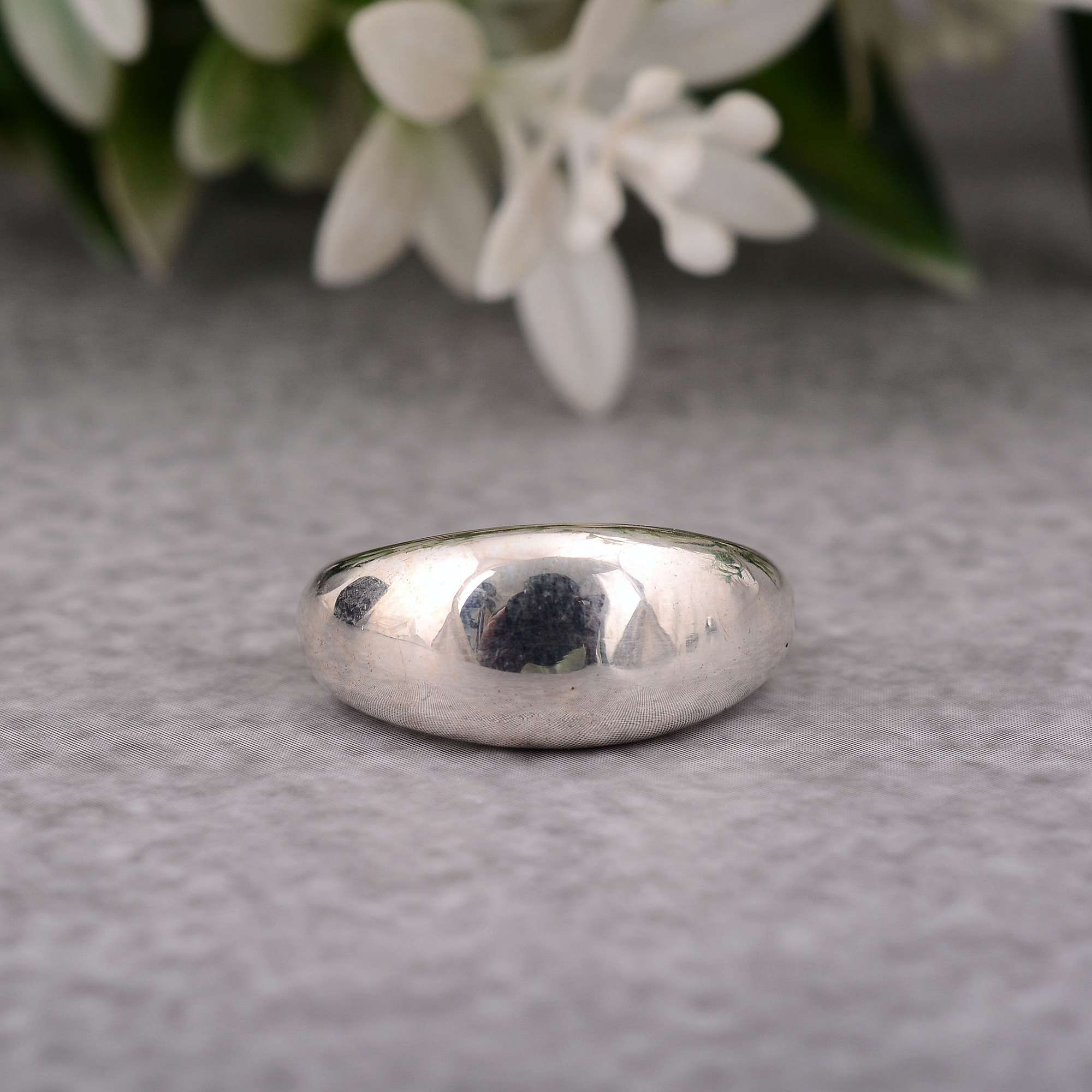 Dome Ring, Sterling Silver Plated Dome Ring, Chunky Silver Ring ...