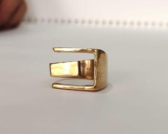 Square Ring Square Wide Band Ring Open Brass Ring Geometric - Etsy