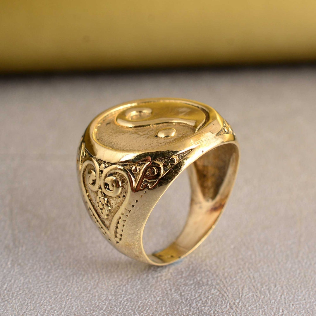 Yin Yang Ring Tai Chi Diagram Brass Ring Chunky Ring - Etsy