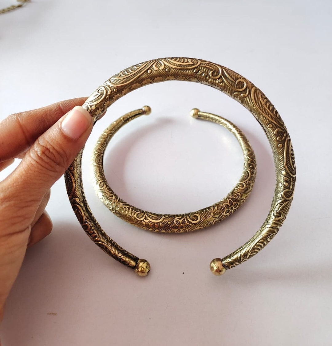 Indian Feet Bracelet Pair, Golden Color Brass Feet Bracelet,handmade Traditional Ankle Bracelet ...