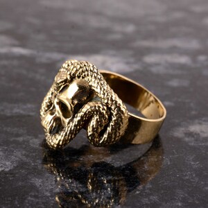 Skull Snake Ring, Handmade Ring, Gift for Him, Mens Ring, Gold Snake ...