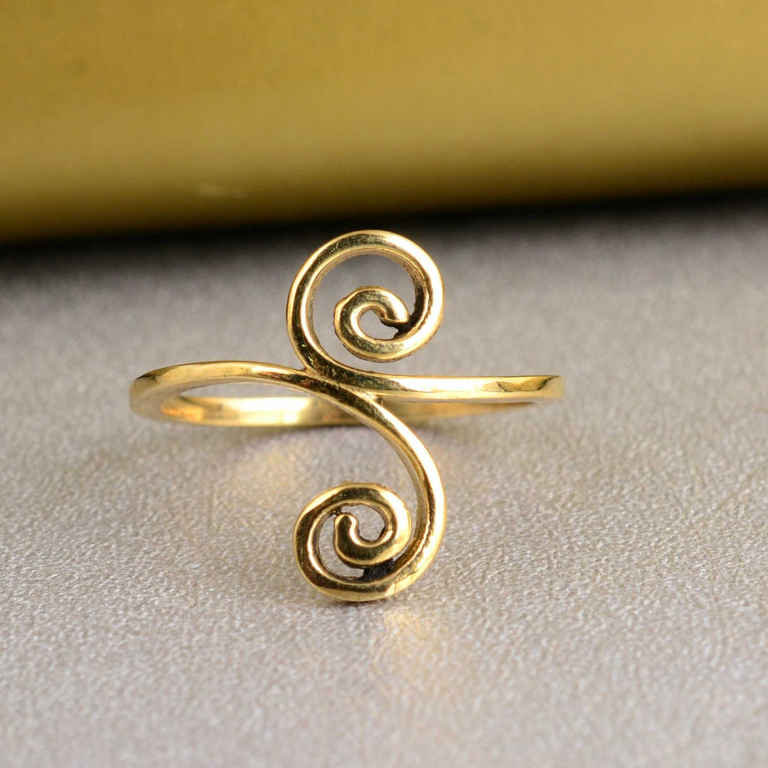 Spiral Ring, Brass Swirl Ring, Double Coil Ring, Adjustable Ring, Thumb ...