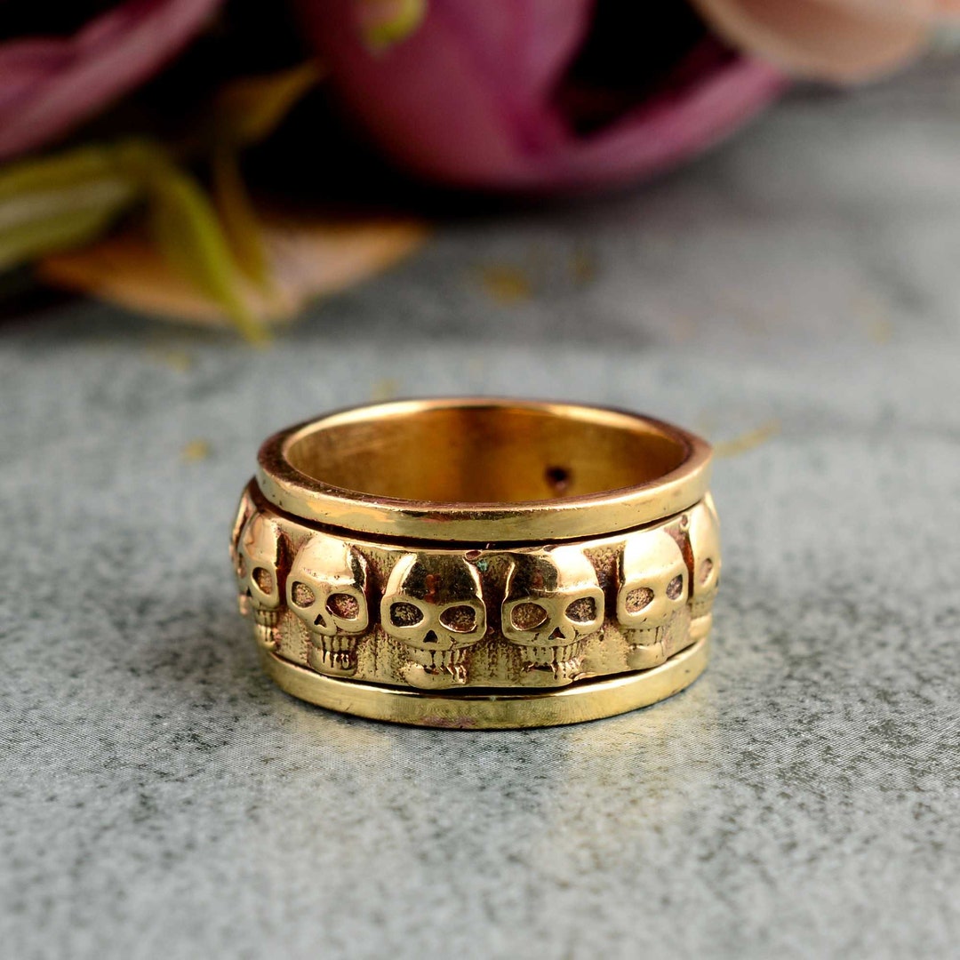 Fidget Skull Ring for Men, Spinner Ring for Stress Relief, Gothic ...
