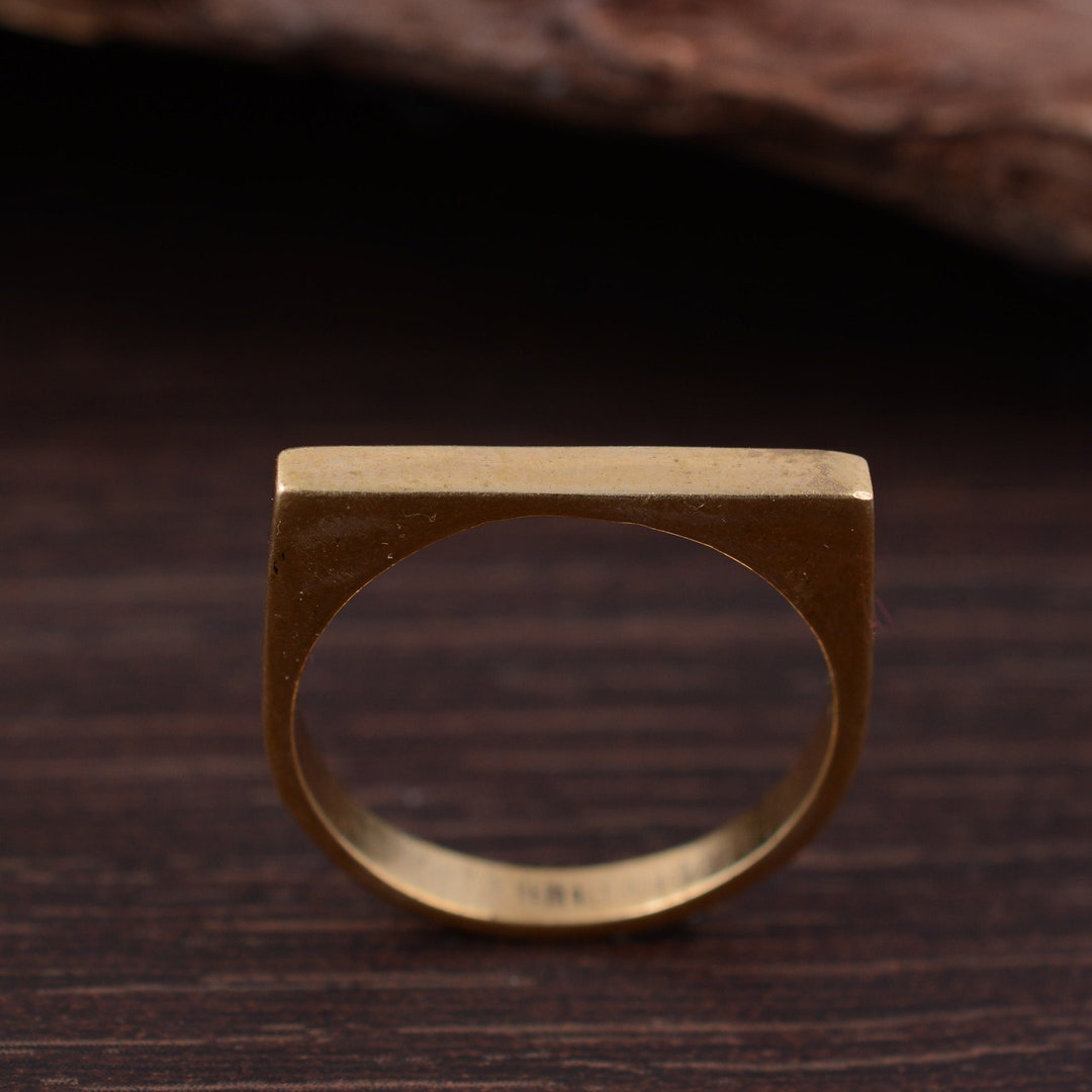 Flat Bar Ring, Gift for Her, Simple Bar Ring, Signet Ring, Minimalist ...