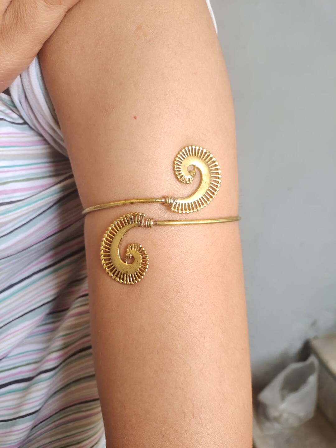 Arm Bracelet, Spiral Armlet, Gold Arm Bracelet, Silver Arm Band, Upper ...