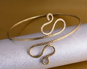 Gold Arm Cuff, Upper Arm Bracelet, Golden Armlet, Turquoise, Natural ...