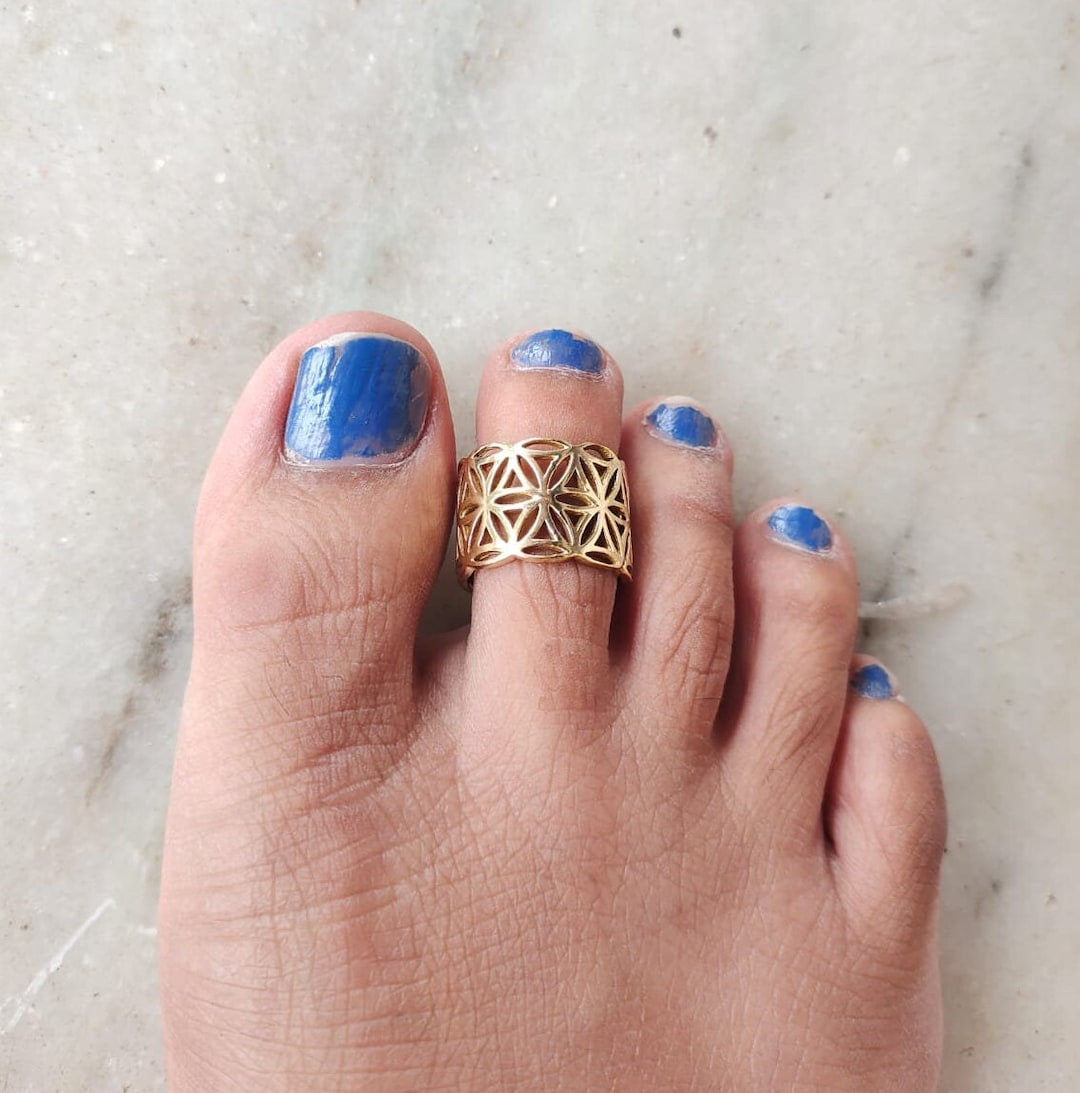 Antique Gold Toe Ring Midi Filigree Toe Ring Adjustable Toe Ring Ethnic ...