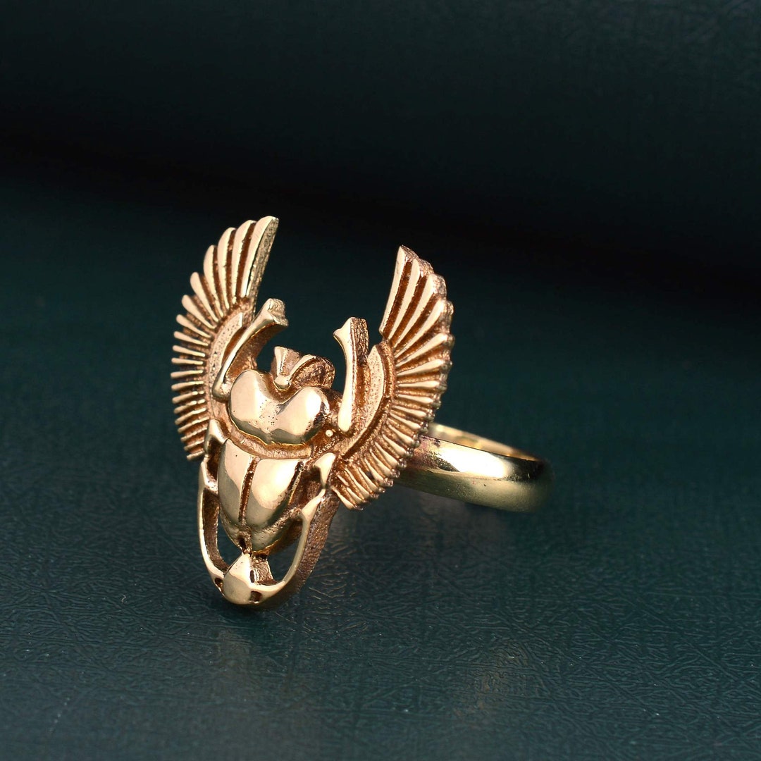 Gold Scarab Ring Gold Scarab Beetle Ring Hieroglyphics Ring - Etsy