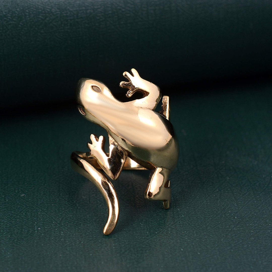Gold Lizard Adjustable Ring, Brass Lizard, Wildlife Inspired, Reptile ...