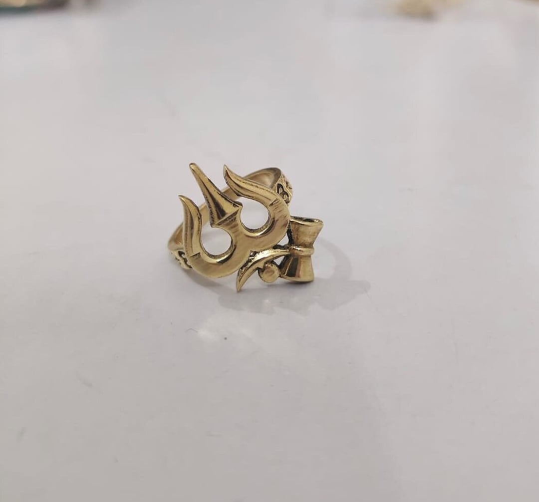 Om Lord Shiva Trishul Ring Brass Ring Ohm Ring Dainty Ring - Etsy