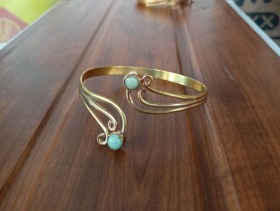 Larimar Arm Cuff, Upper Arm Bracelet, Made of Brass, Body Jewelry ...
