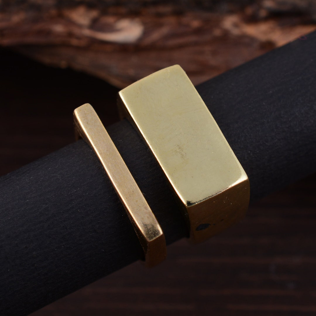 Solid Gold Brass Signet Ring, Rectangle Signet Ring, Bar Ring, Pinky ...