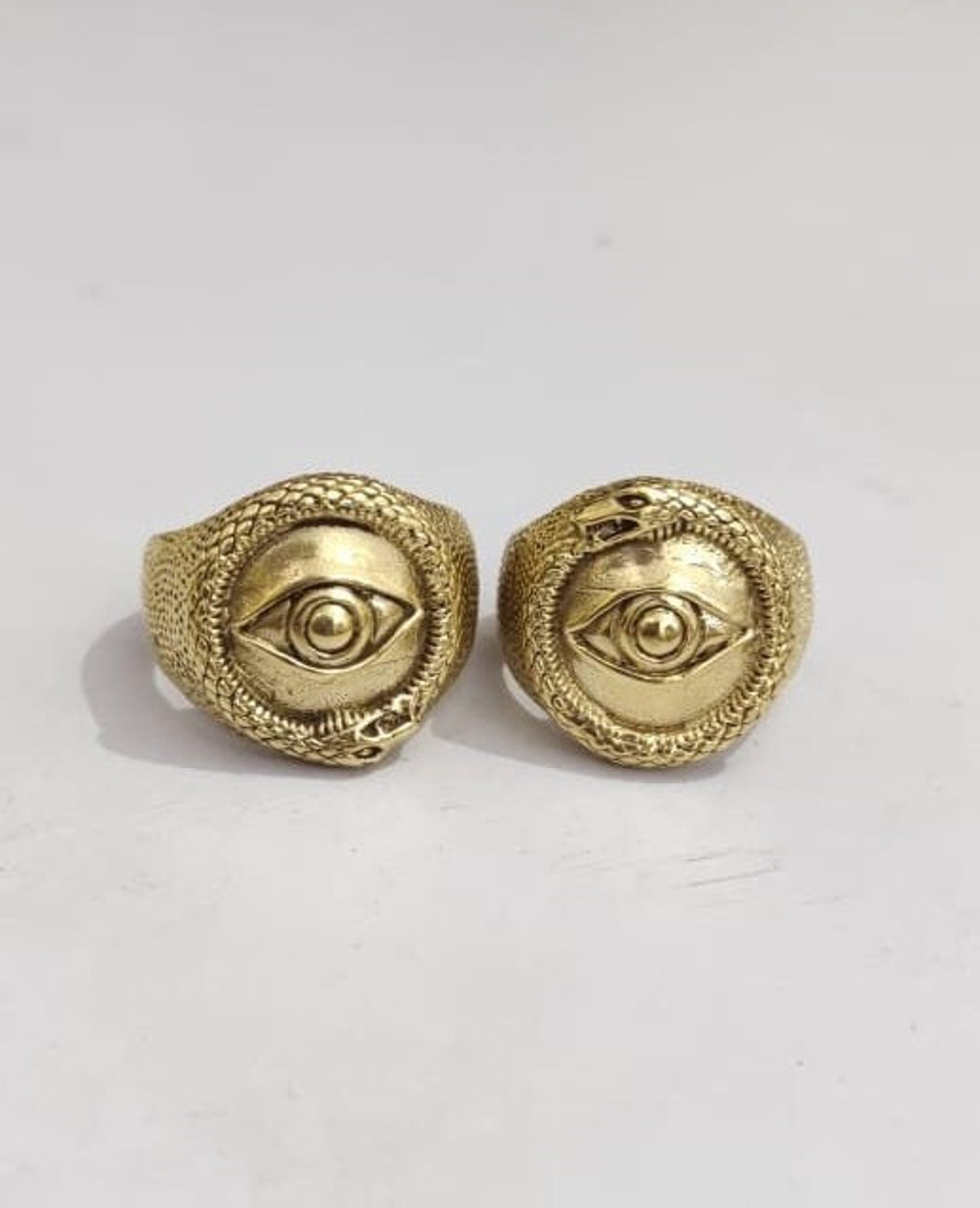 All Seeing Eye Ouroboros Ring Gold Evil Eye Snake Eating Tail Talisman ...