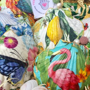 FLAMINGO on Hanging Scallop Shell Decoupaged Seashell Essential Oil ...