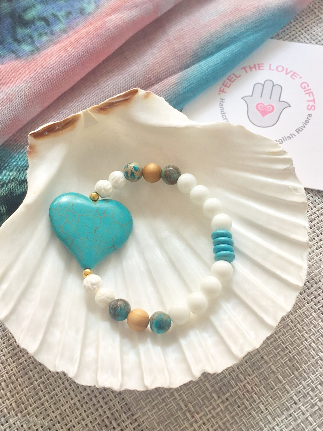 Turquoise Heart Diffuser Bracelet: Essential Oil Jewellery, Beach Vibes ...