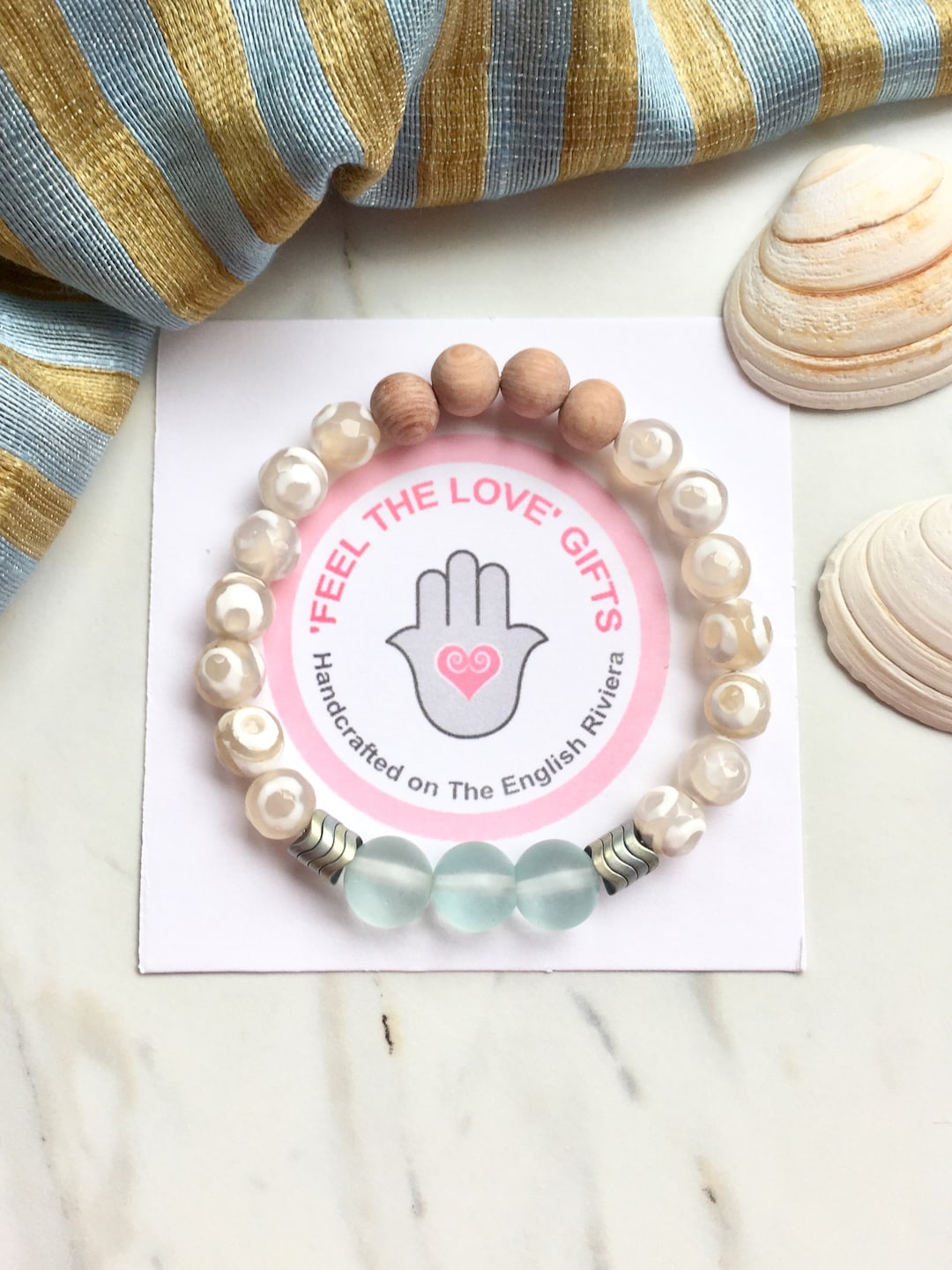 Dzi Agate Gemstone Diffuser Bracelet: Rosewood Aromatherapy, Handmade ...