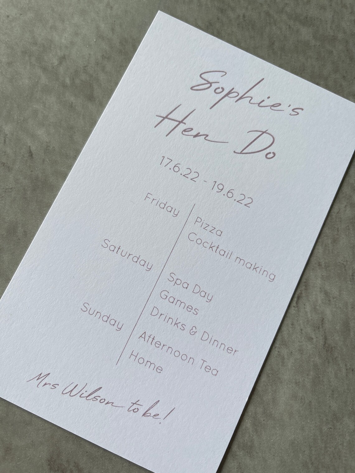 Hen Do Itinerary | Hen Do Invite | Hen Do | Hen Party | Elegant ...
