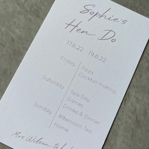 Hen Do Itinerary | Hen Do Invite | Hen Do | Hen Party | Elegant ...