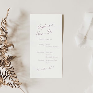 Hen Do Itinerary | Hen Do Invite | Hen Do | Hen Party | Elegant ...