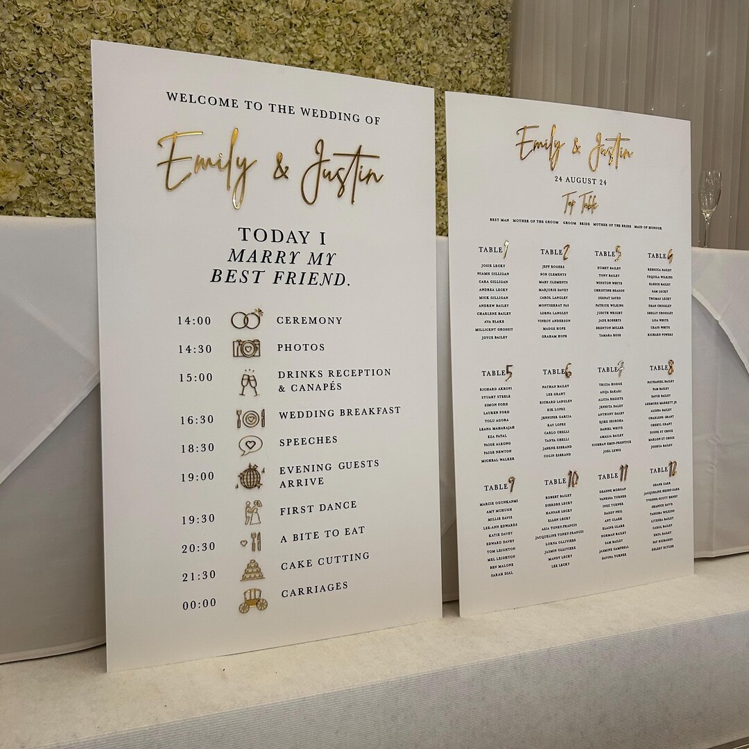Acrylic Table Plan & Welcome Bundle - Etsy UK