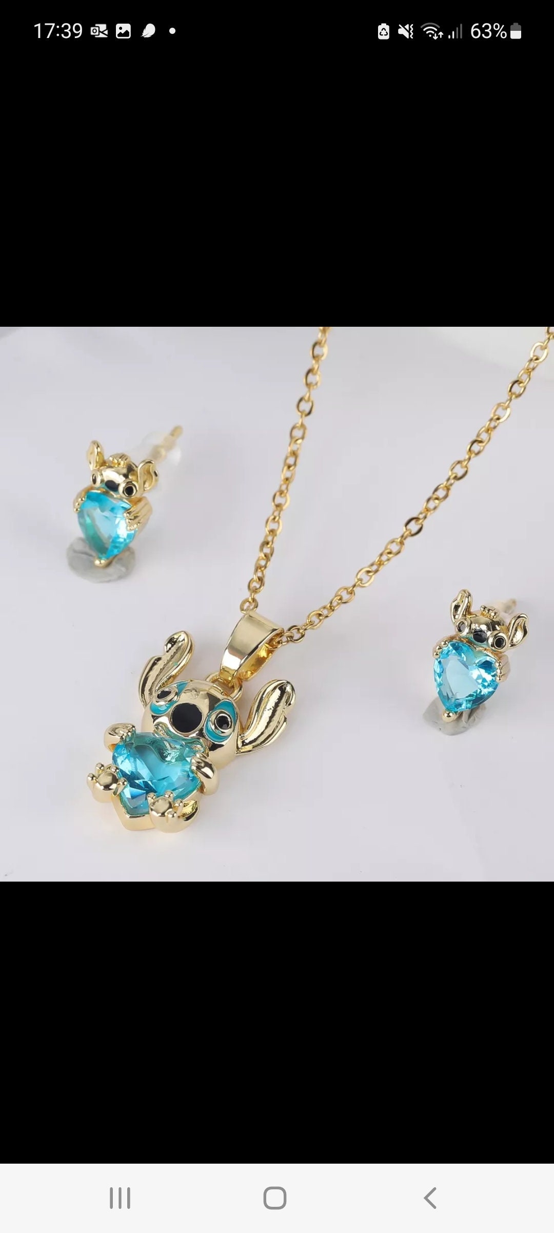 Lilo & Stitch Character Pendent Necklace With Stud Earrings - Etsy UK