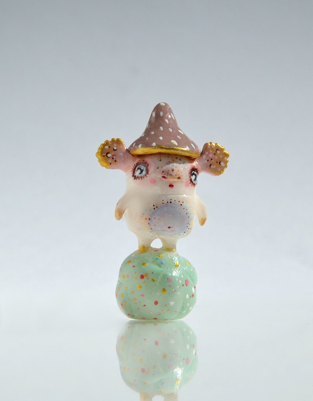 Miniature Collectible Figurine of Magical Eared Creature, Golden Big ...